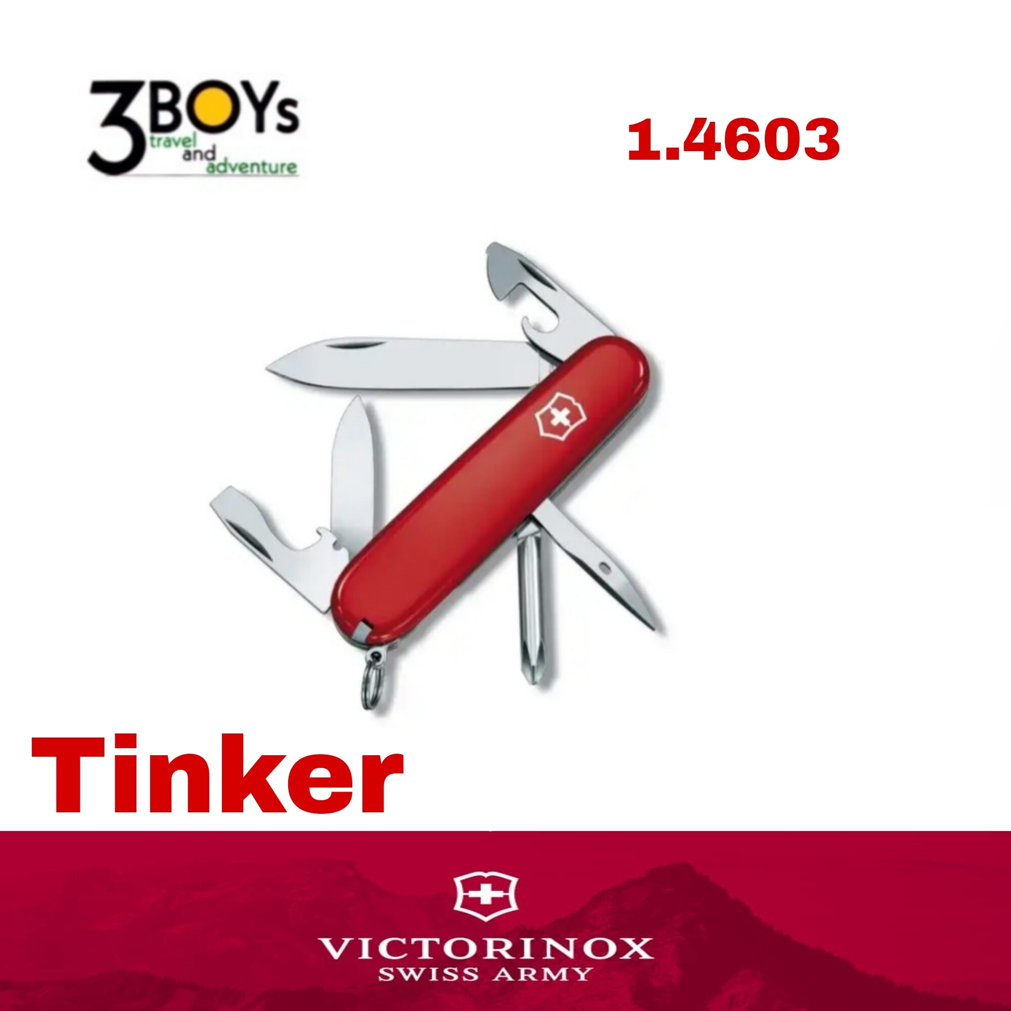 Victorinox รุ่น Tinker มีดพกจากสวิส 12 ฟังก์ชั่น (1.4603) มีรีมเมอร์ และไขควงปากแฉกของแท้100% ...