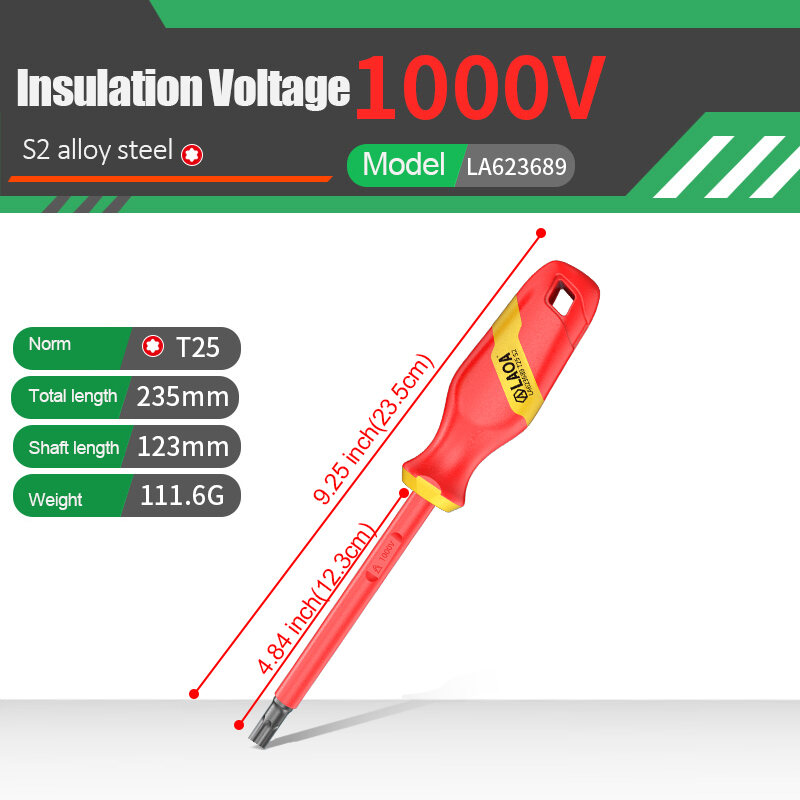 ไขควงหุ้มฉนวน Laoa VDE 1000V slotted Phillips ชุดดอกสว่านไขควงแม่เหล็กสำหรับช่างไฟในบ้าน ...