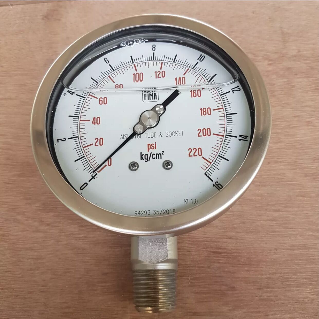 PRESSURE GAUGE "NUOVA FIMA" - หน้าปัด 4 นิ้ว เกลียว ½ นิ้ว สแตนเลส ตัว ...