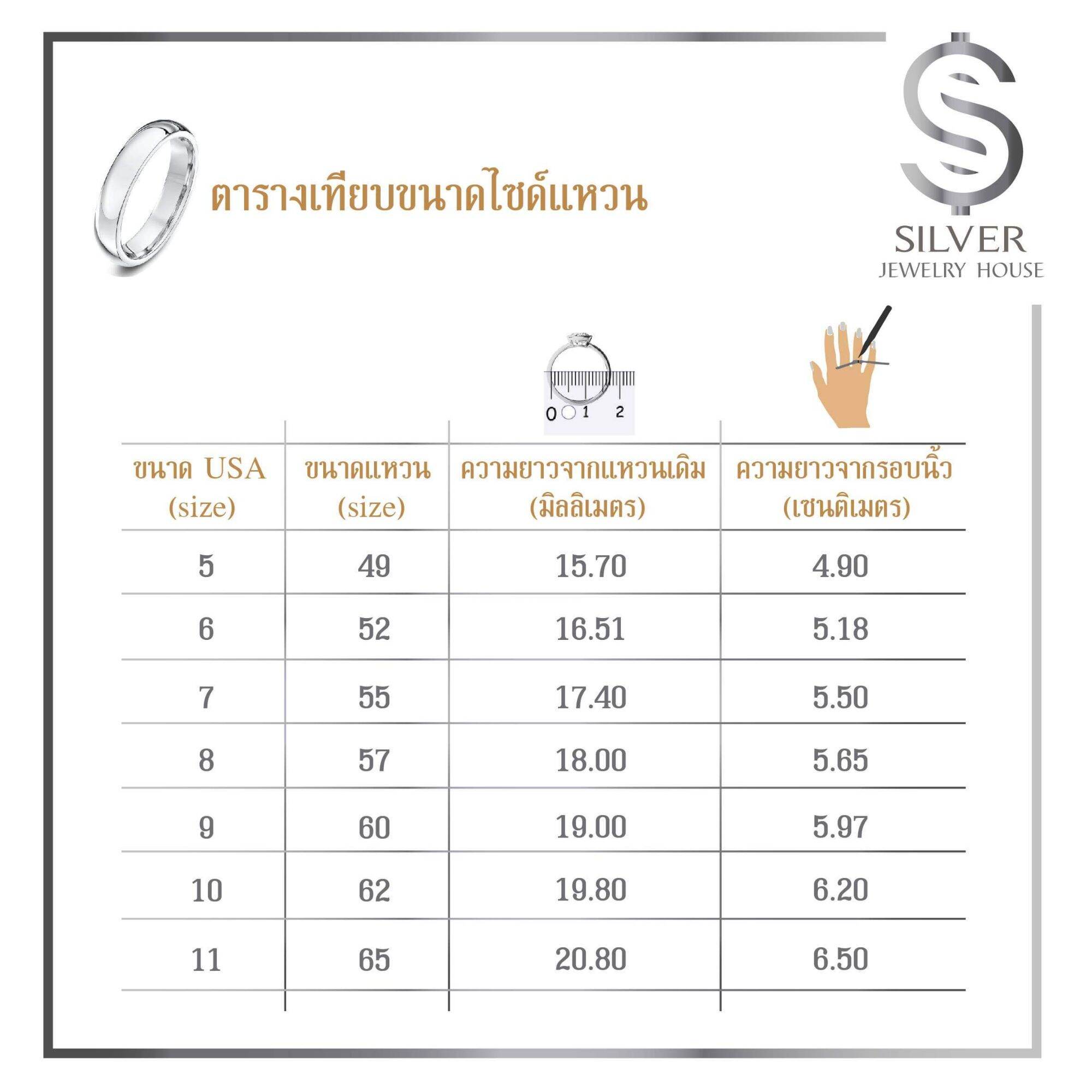 แหวนเลส วัสดุเป็นเงินแท้92.5 Sterling silver92.5 - Silver jewelry house - ThaiPick