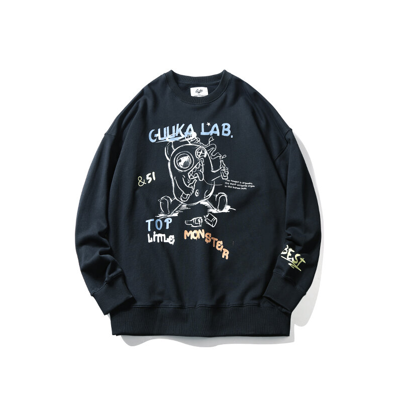 Guuka เสื้อสเวตเตอร์สีดำแบรนด์ยอดนิยมสำหรับผู้ชายฤดูใบไม้ร่วงเสื้อ ...