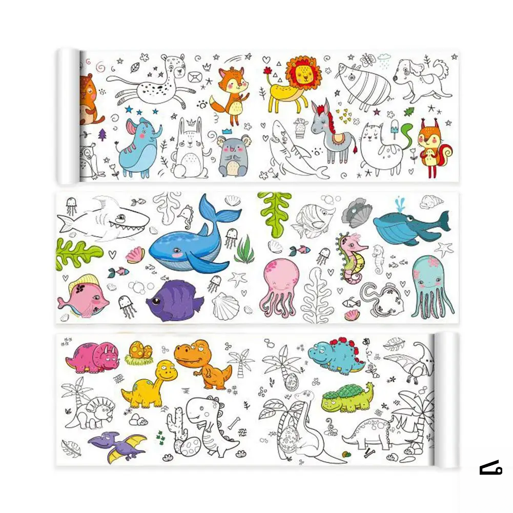 ม้วนกระดาษวาดเขียนสำหรับเด็ก ม้วนกระดาษสียัดไส้กาวม้วน Kertas Mewarnai
