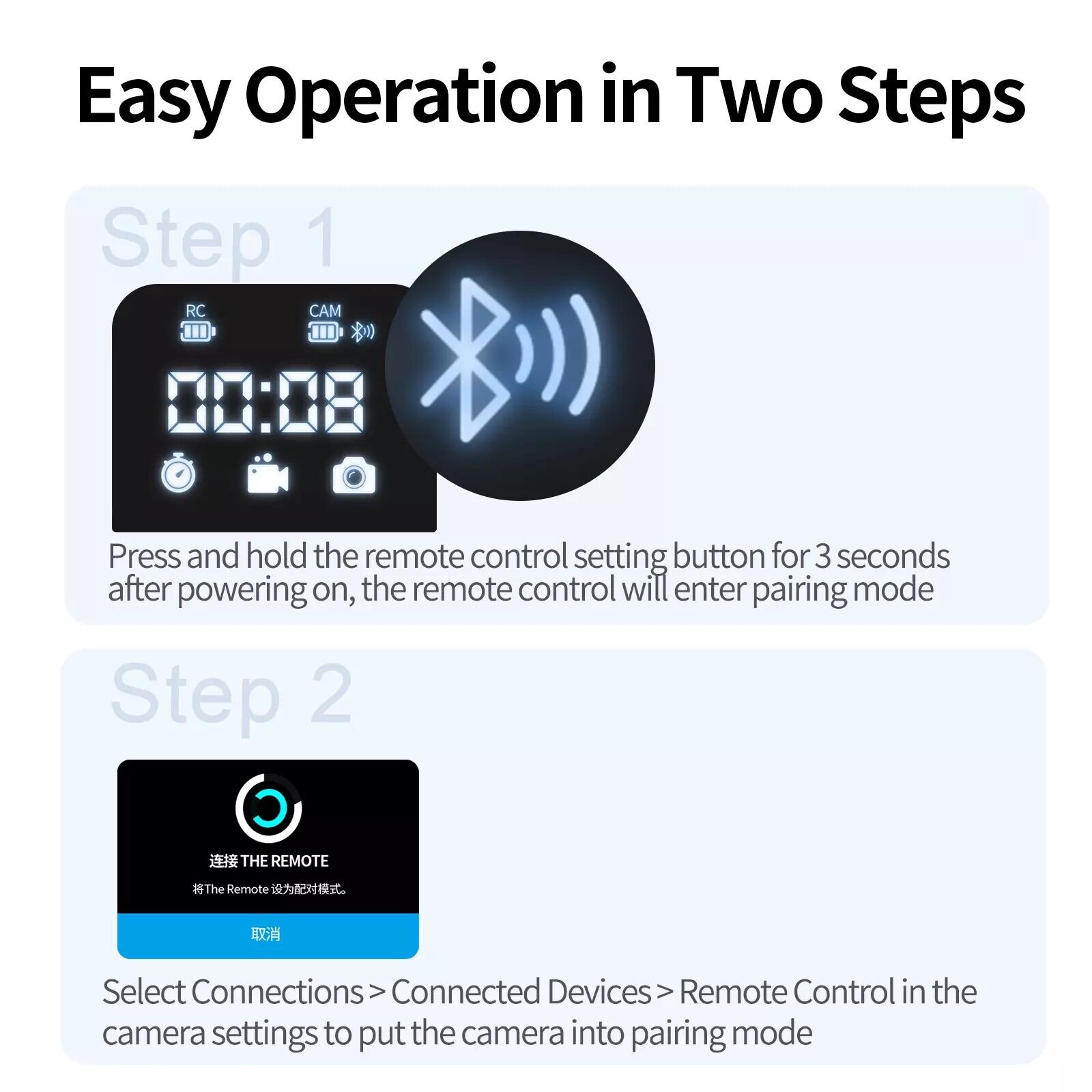 TELESIN T10 New 80m Bluetooth Remote Control For GOPRO 12 11 10 9 8 MAX ...