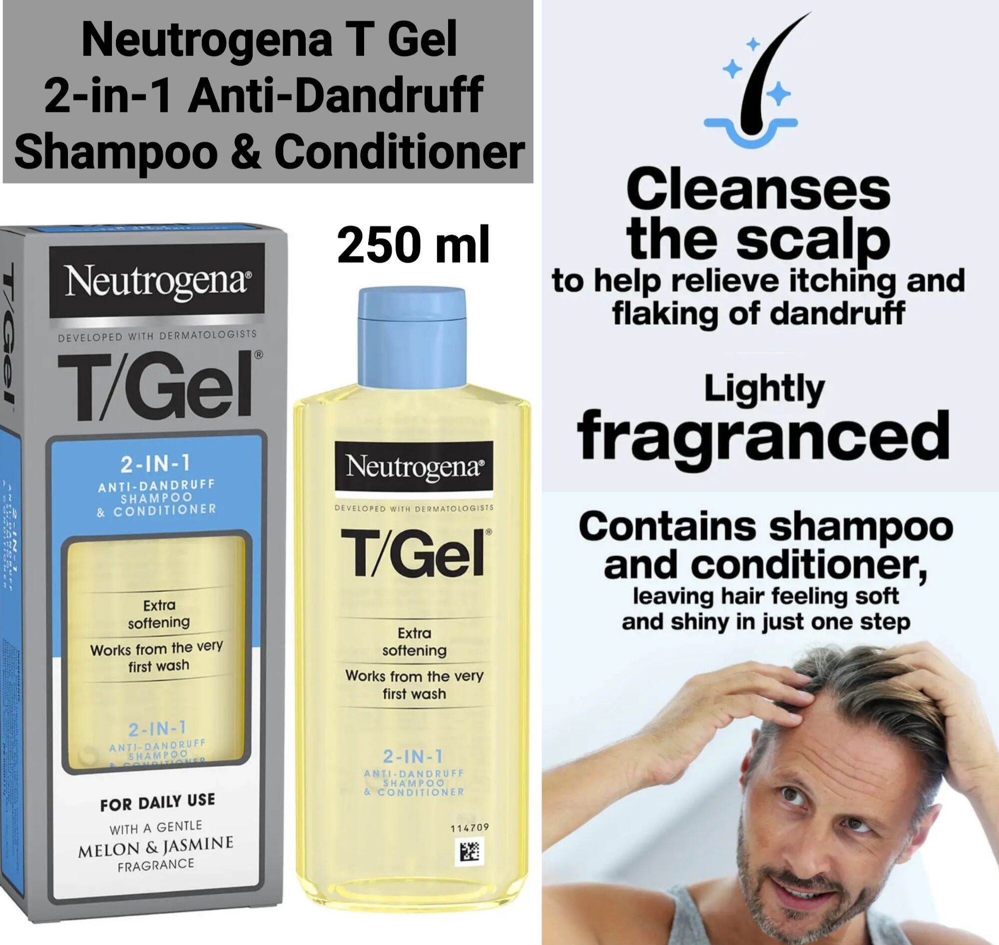(Exp.07/25) Neutrogena T Gel Anti-Dandruff "2in1 Shampoo & Conditioner ...