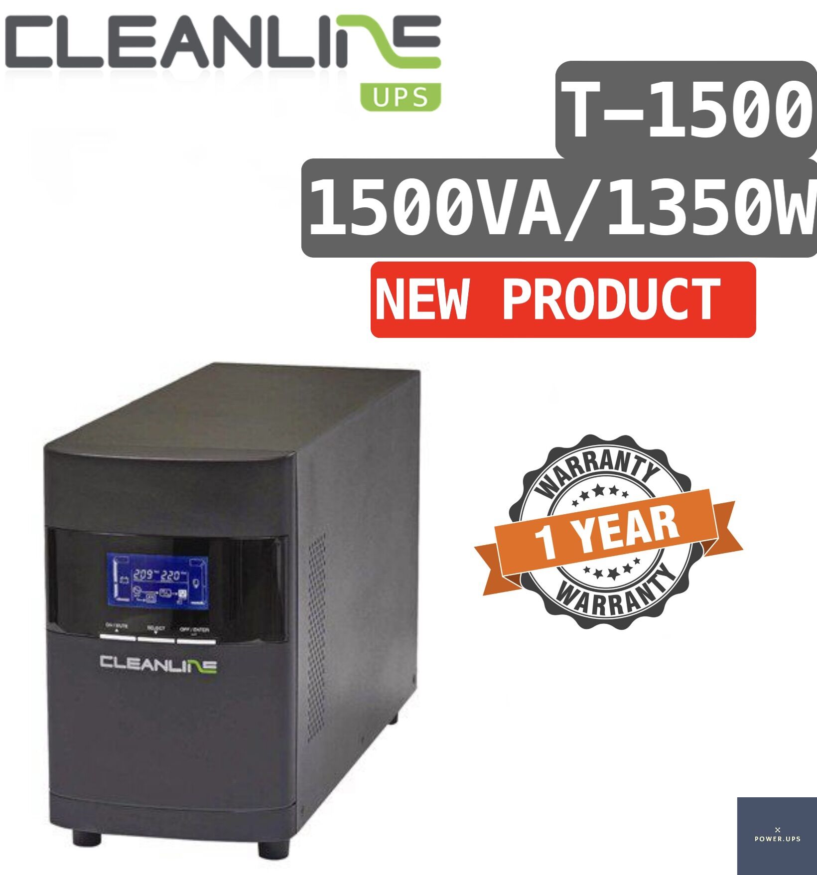UPS เครื่องสำรองไฟ CLEANLINE T-1500 1500VA/1350W เครื่องใหม่แกะกล่อง ...