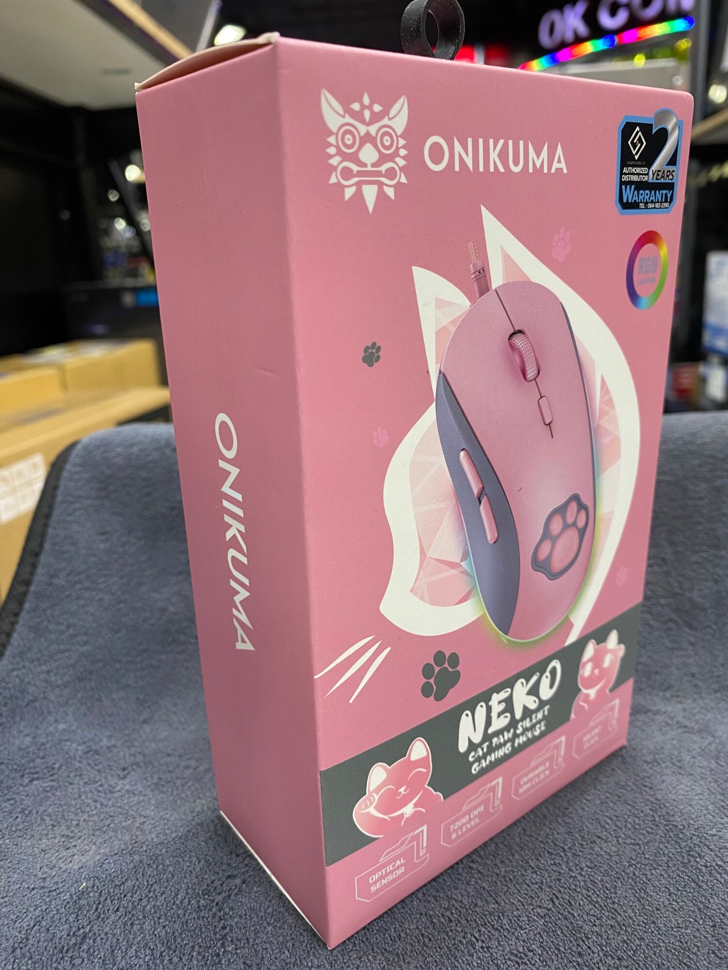 เมาส์ Onikuma Neko Gaming Mouse(White/Pink) | Lazada.co.th