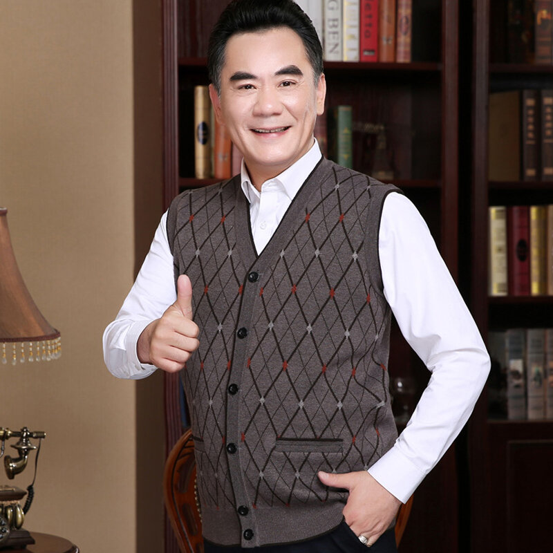 TAO Men's Fashion Collections เสื้อกั๊กไหมพรมแขนกุดผู้ชายเสื้อคาดิแกน ...