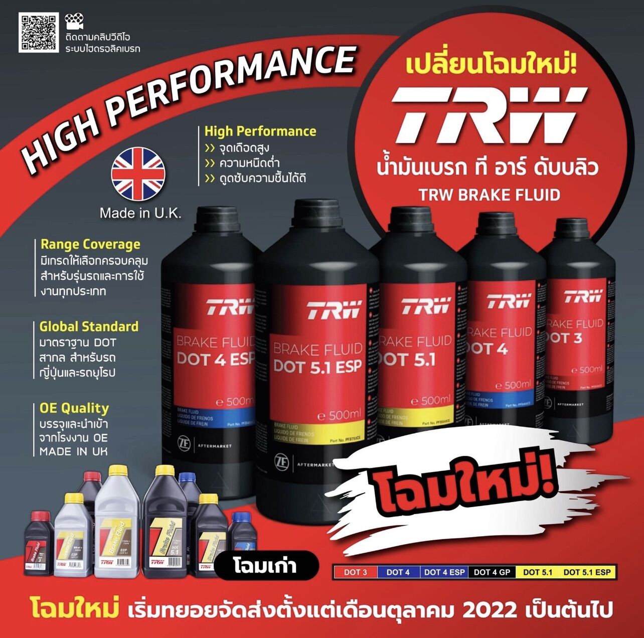 TRW น้ำมันเบรค DOT3 ขนาด 500 ml. และ 1000 ml. TRW Brake Fluid สำหรับรถ ...