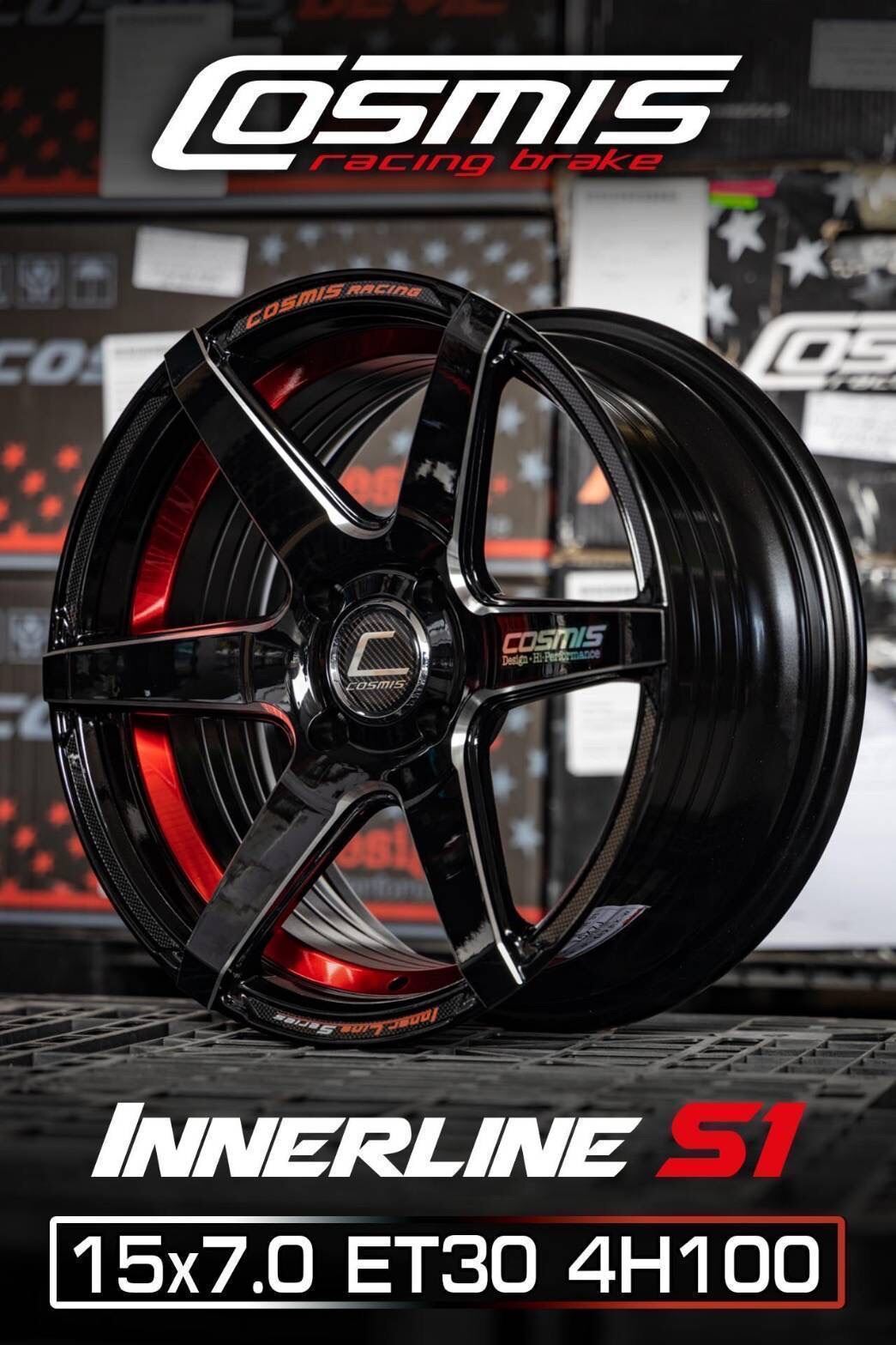 ล้อแม็ก ขอบ15 Cosmis Innerline S1 15X7.0 ET+30 4H100 CB67🎏ราคาชุด4วง แถมจุกเหล็ก👍 ล้อแท้มีรับ ...