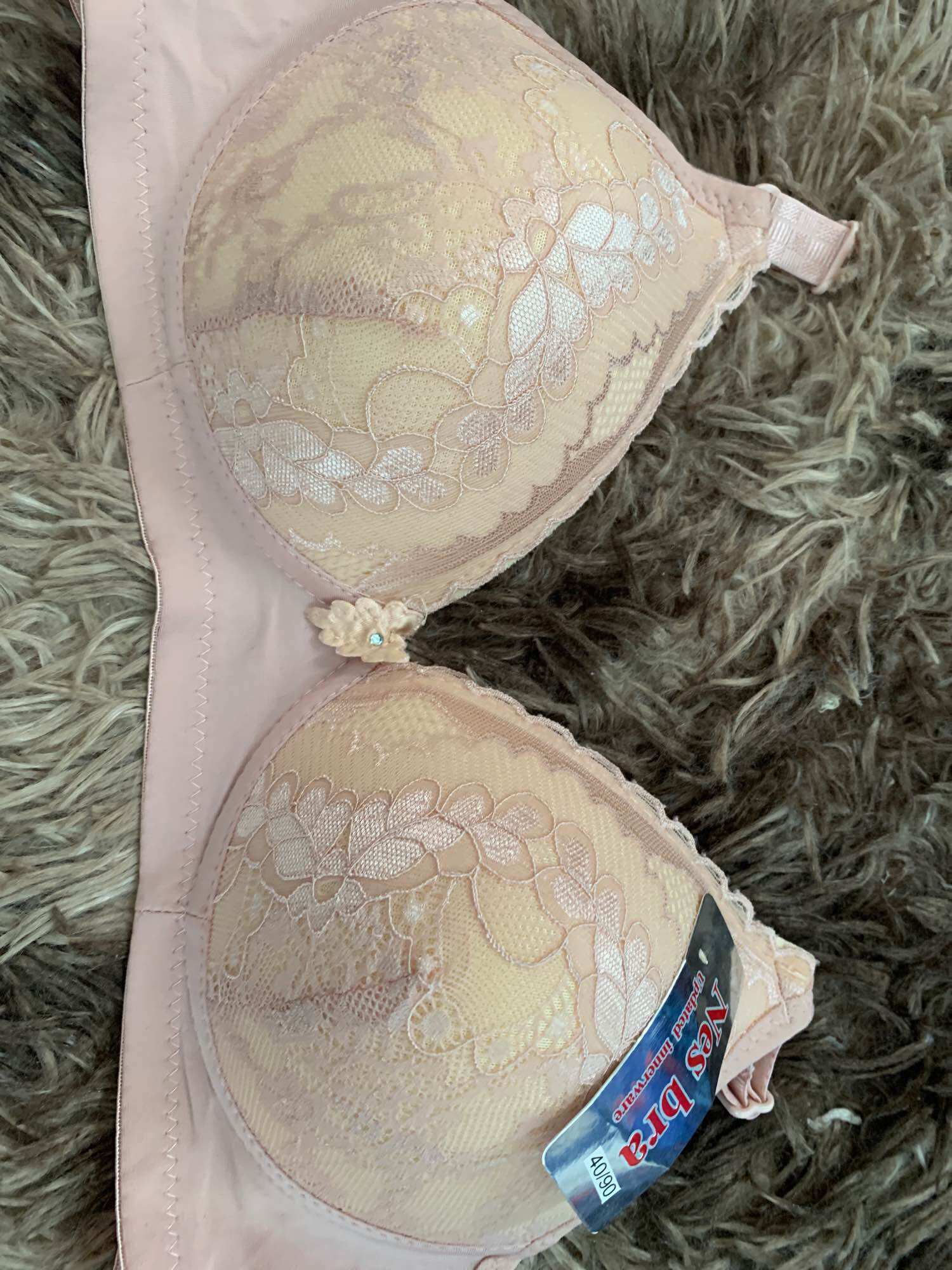 เสื้อชั้นในสตรี 40/90 NES bra สีเนื้อ ไม่มีโครงฟองบางแต่งลูกไม้ สูงวัย ...