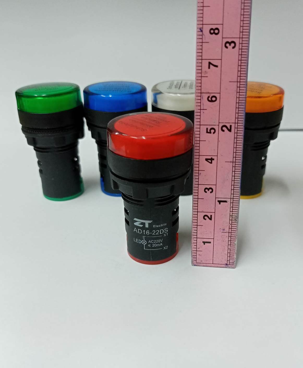 4ชิ้น หลอดตู้คอนโทรล (Pilot Lamp) 22 mm ED16-22DS 220VACตัวถังสีดำ ...