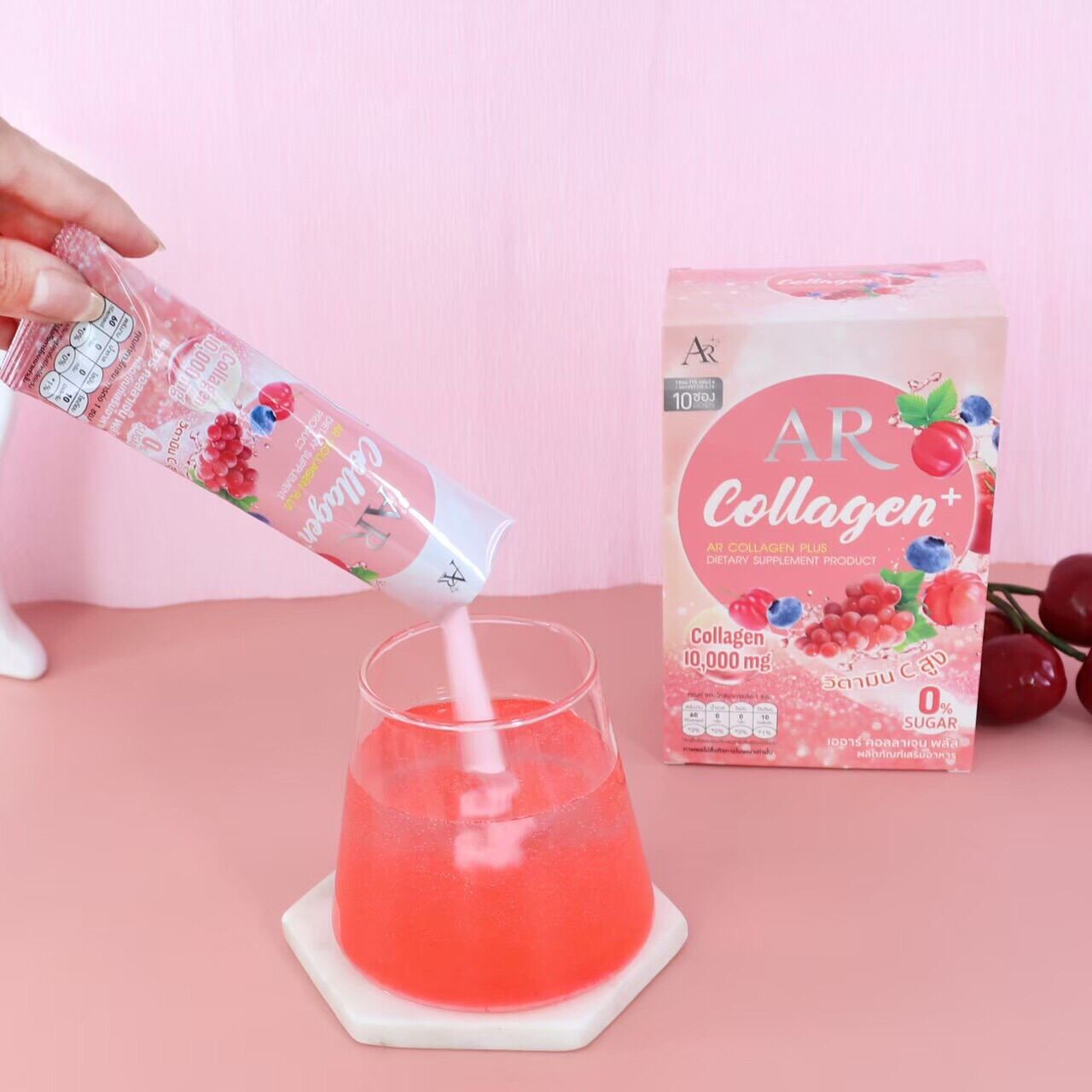 เออาร์ คอลลาเจน พลัส ผลิตภัณฑ์อาหารเสริม AR collagenแท้ 1 กล่อง มี 10 ...