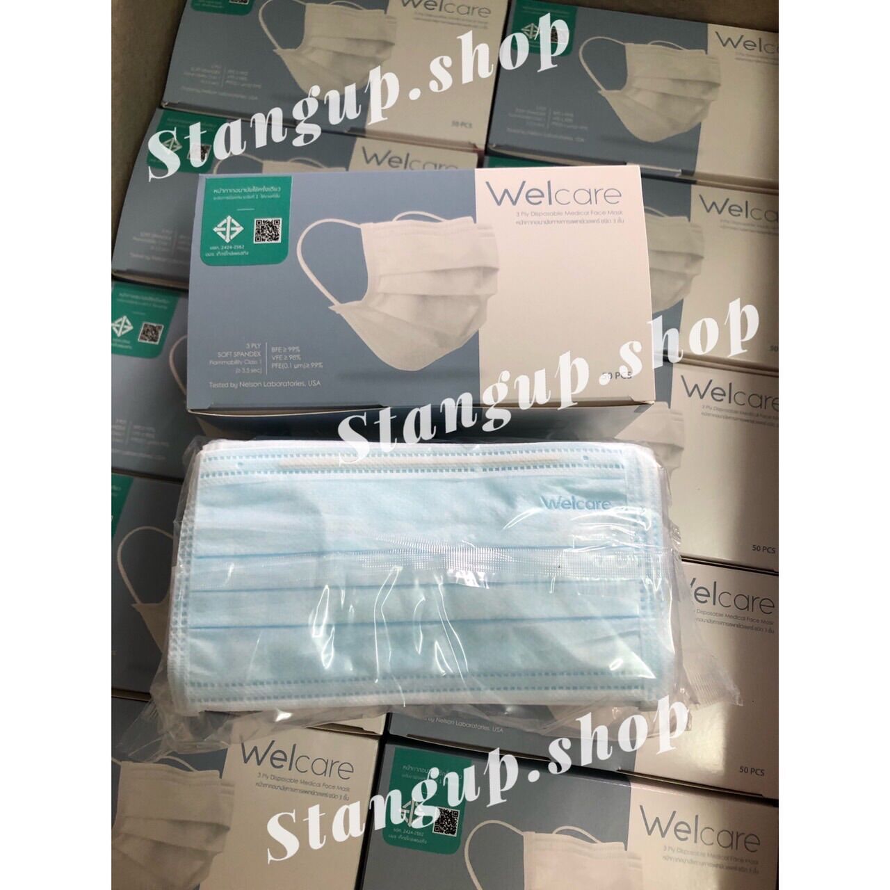 💚Welcare mask หน้ากากอนามัยแท้ 100% มี VFE [พร้อมส่ง] | Lazada.co.th
