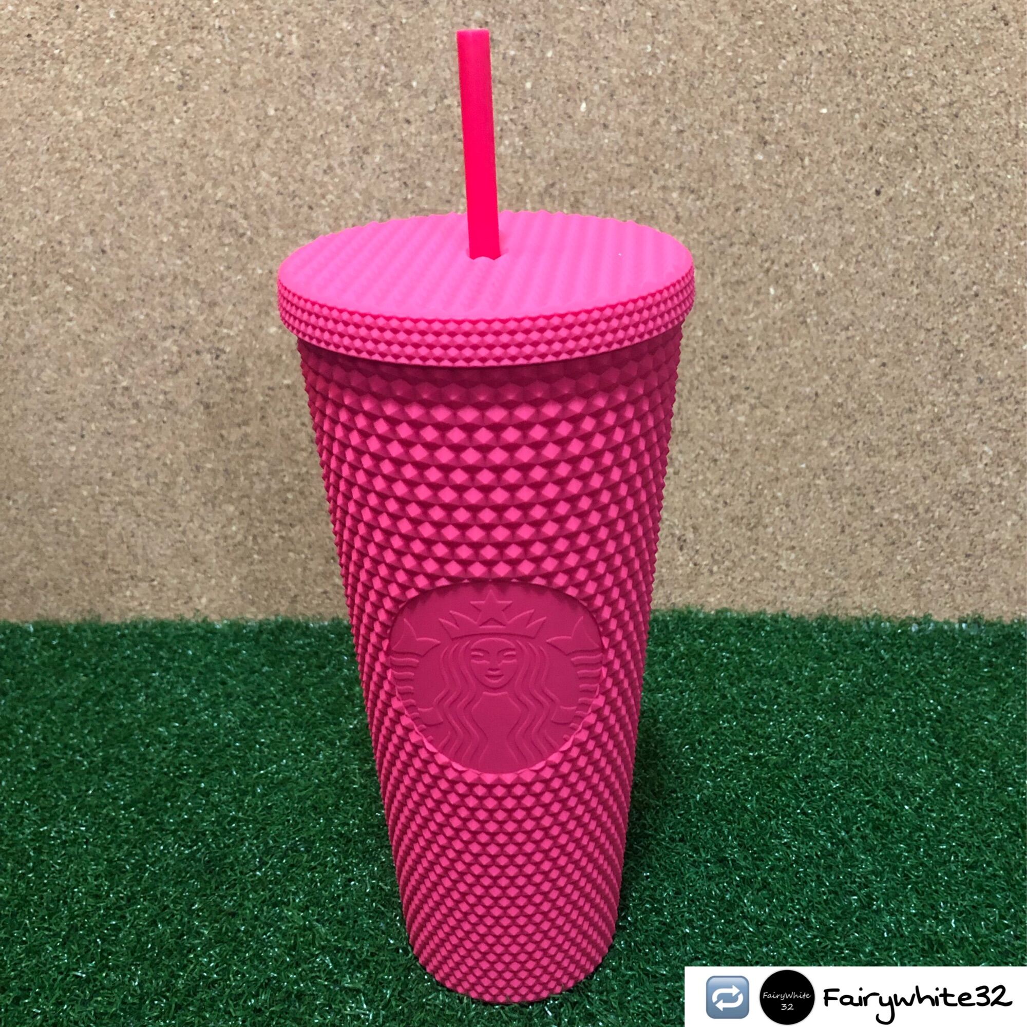 แก้วสตาร์บัคส์ STARBUCK Bling Ruby Pink Cold Cup 24 OZ. (แก้วหนามสีชมพู ...