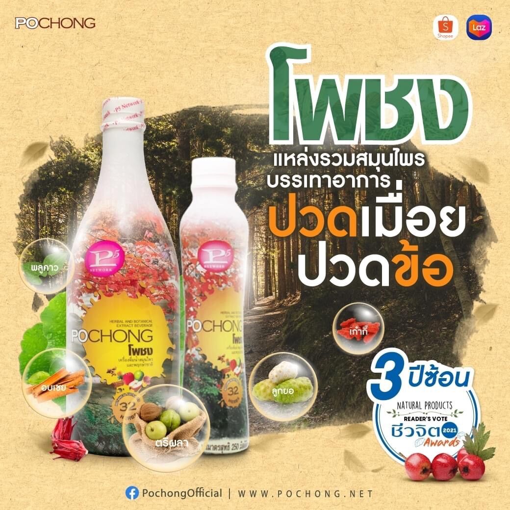 โพชง (POCHONG) น้ำสมุนไพร 32 ชนิด 5 ขวดสุดคุ้ม - Pochong - ThaiPick