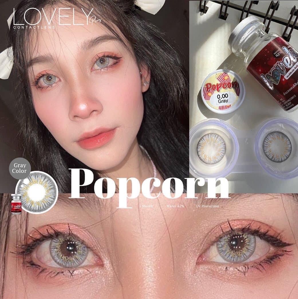 Popcorn gray รุ่นเลนส์สายฝอลายชัดขนาดโตกว่าตา 14.5 สีเทาเริส | Lazada.co.th