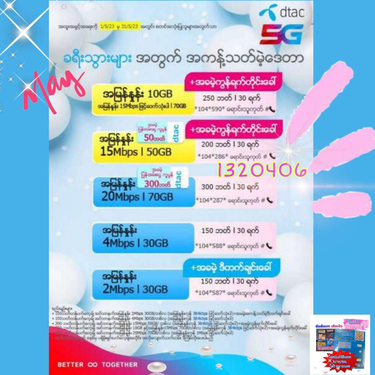 ซิมพม่าดีแทค ซิมAEC dtac ซิมดีแทคคละโปร คละปก ซิมดีแทคเติมเงิน เติมโปรเอง ซิมคนไทยใช้ได้ - D&F ...