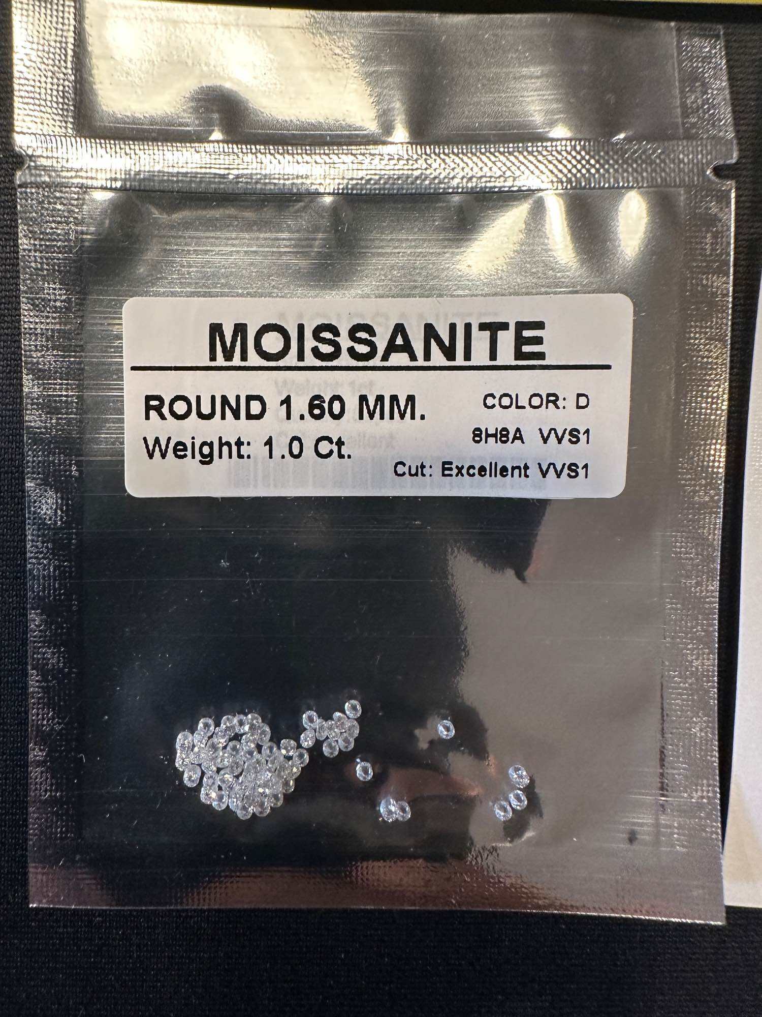 GRA certified 1.60mm weight 1 carats Moiss Moissanite Diamond GRA ...