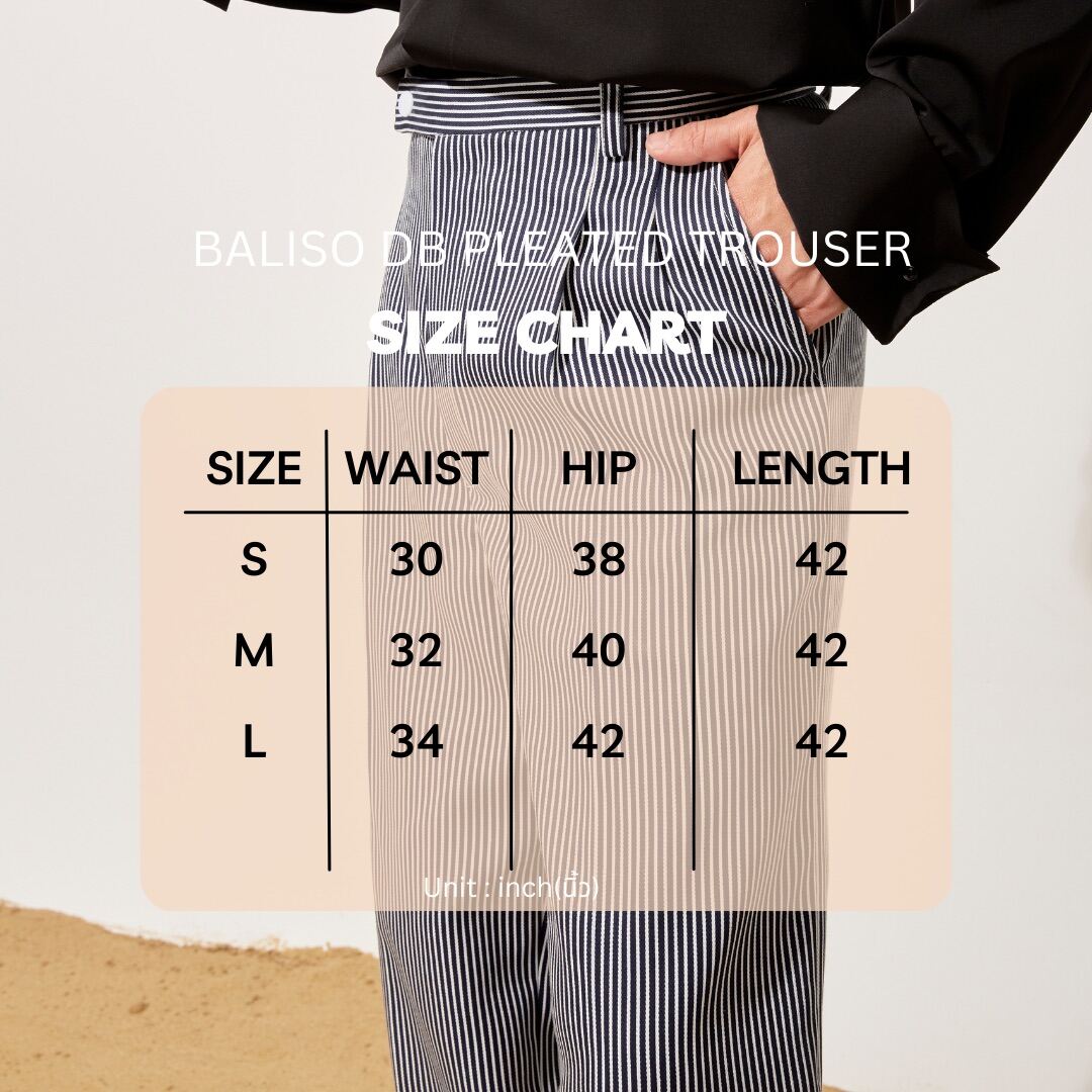 BALISO Double Pleated Striped Trouser - บาลิโซ - ThaiPick