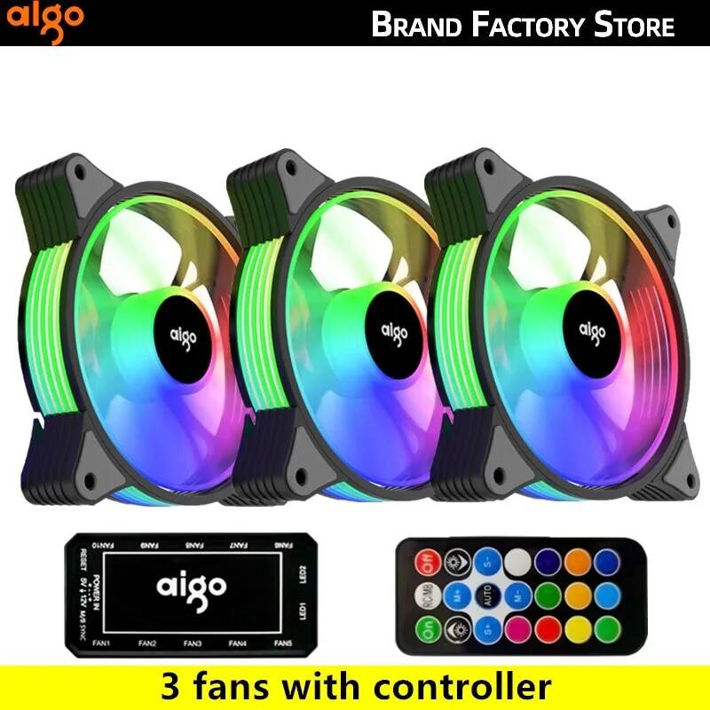 เคสโทรศัพท์ Aigo AR12 120mm PC Gamer พัดลม RGB 12V ฮีทซิงค์ Aura ...