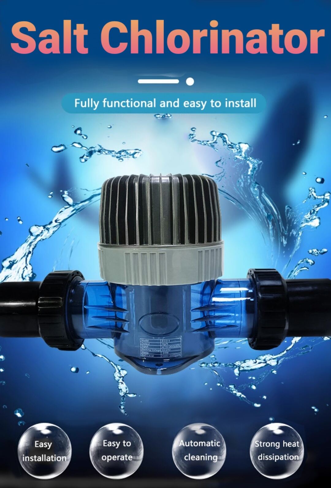 16gh Saltwater Chlorine Generator Electrolysis Salt Chlorinator for ...