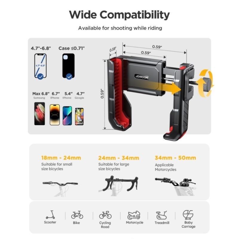Joyroom ZS266 Quick Lock Phone Holder ที่จับมือติดมอเตอร์ไซค์ แบบปลด ...