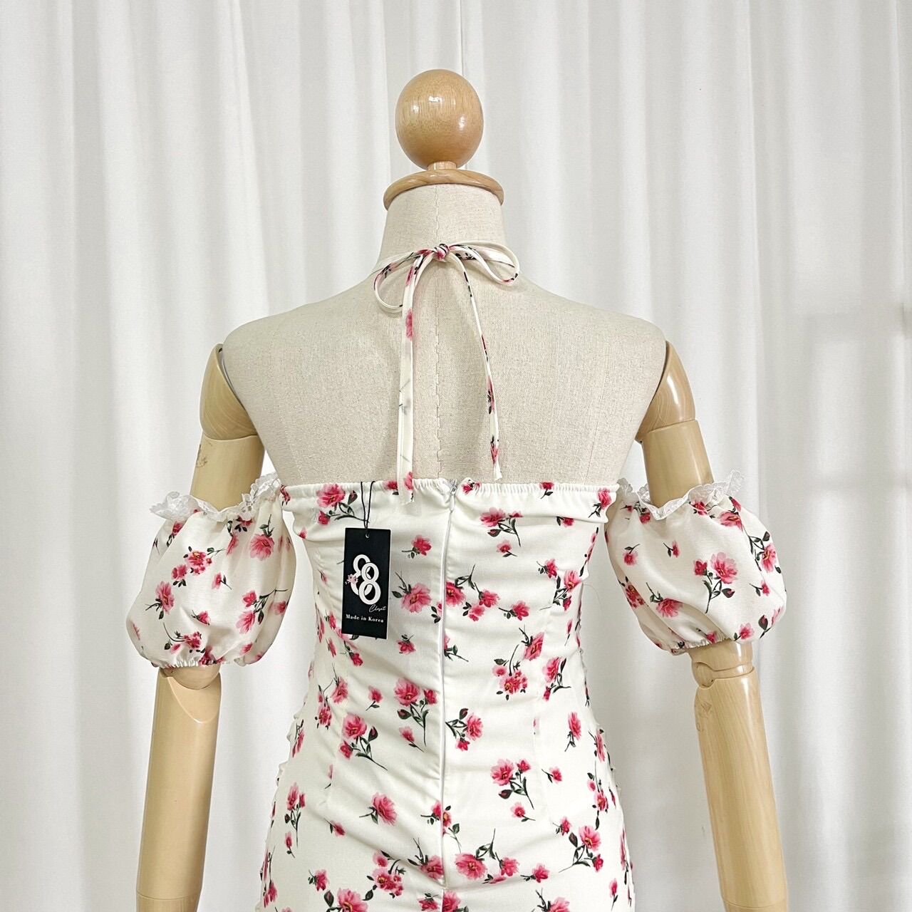DD229 เดรสคล้องคอ เดรสเกาหลีลายดอก - kedfashion - ThaiPick