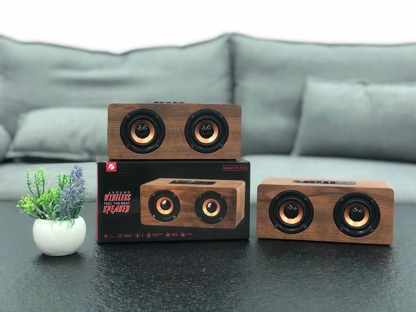 ลำโพงบลูทูธ KTS-1612 เสียงทุ้มหนักแน่น ลำโพงลายไม้2ดอก - xshop957 - ThaiPick