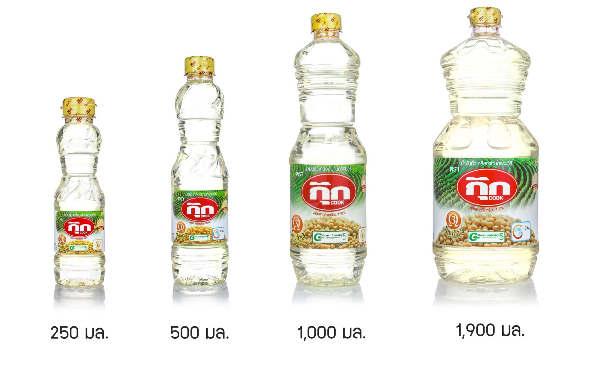 น้ำมันถั่วเหลือง 100% ยกลัง 12 ขวด ตรากุ๊ก COOK BRAND ปริมาตรสุทธิ 1 ...