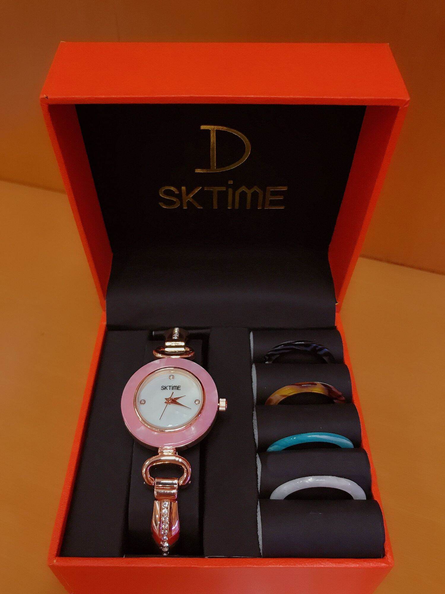 นาฬิกาข้อมือผู้หญิง SK Time แบบสร้อยเปลี่ยนหน้าปัดได้ถึง 5 สีพร้อมกล่อง ...