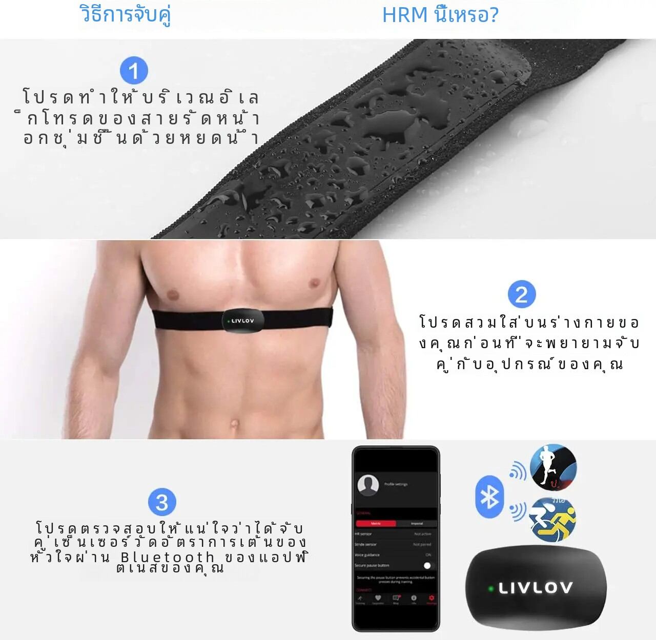 LIVLOV V3เครื่องวัดชีพจรนุ่มสายรัดหน้าอกเปลี่ยนสำหรับ Wahoo Tickr Polar ...