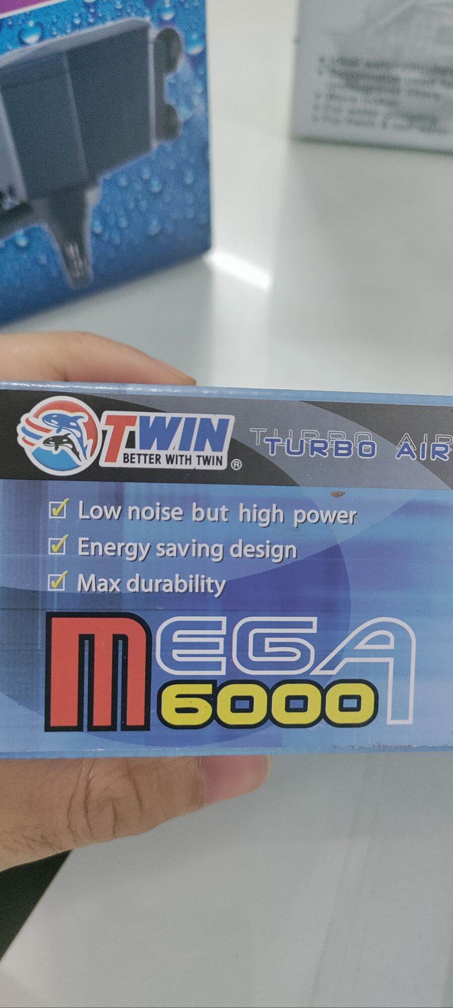 ปั้มลมออกซิเจน รุ่น Twin Mega 8000 สำหรับตู้ปลาหรืออ่างปลา ปั๊มลม2ทาง ปรับแรงเบาลมได้ ประหยัดไฟ ...