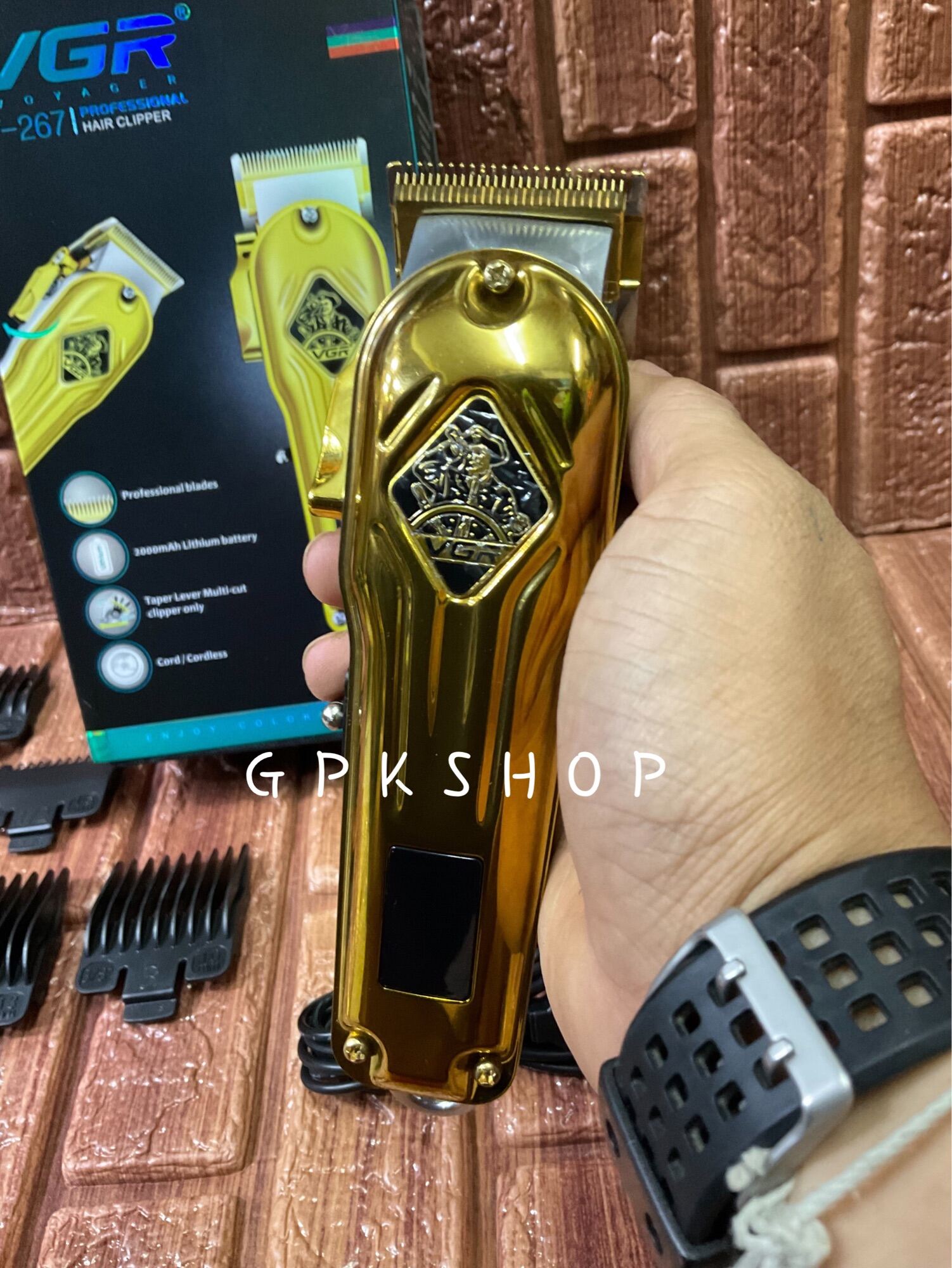 VGR V-267 USB ชาร์จเครื่องตัดผมไฟฟ้า LCD LCD เครื่องเล็มขนผม 2000mAh ใช้ 150 นาที หัวโกนแบบปรับ ...