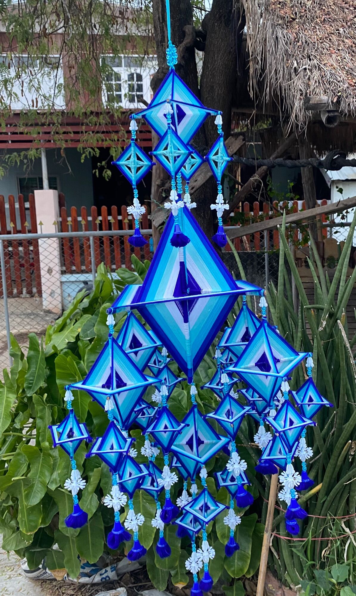 ธุง3มิติ ธุงใยแมงมุมหรือตุงอีสาน สีฟ้าสวยๆ | Lazada.co.th