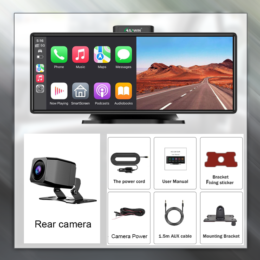 Asawin กล้องติดรถยนต์แบบพกพาสำหรับรถยนต์4K ด้านหน้าและด้านหลัง CP10 ...