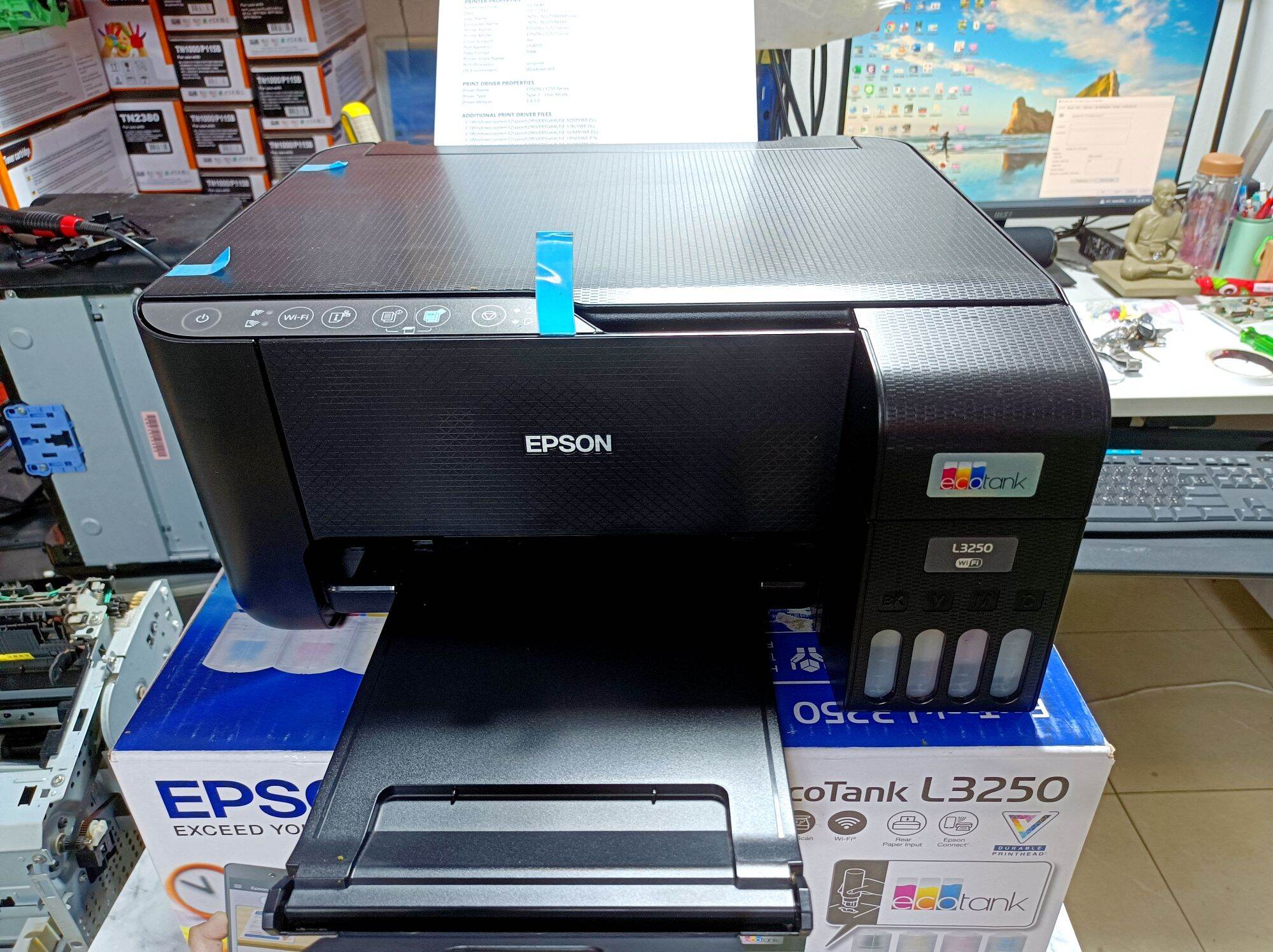 Epson L3250 wifi ปริ้นเตอร์มือสองพร้อมใช้งานมีสีให้พร้อมสายไฟสายUSB ...