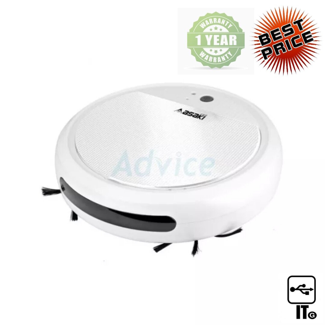 หุ่นยนต์ดูดฝุ่น ASAKI AK-RV9100 (WHITE) ประกัน 1Y หุ่นยนต์ robot ดูดฝุ่น โรบอทดูดฝุ่น หุ่นยนต์ถู ...