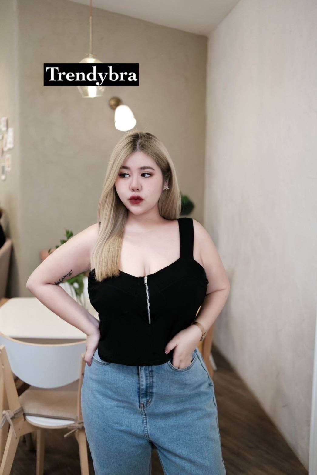 418. T เสื้อสายเดี่ยวสาวอวบรุ่นซิปเงิน ทรงเต้า สวยแซ่บมากแม่ | Lazada.co.th