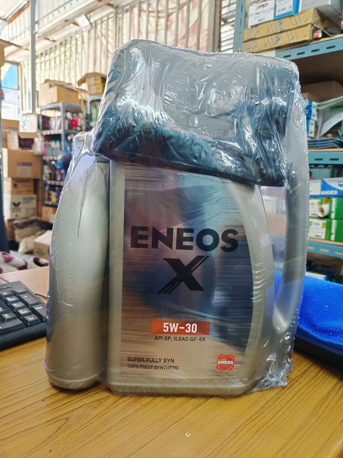 น้ำมันเครื่องเบนซิน ENEOS X 5W-30 SP SUPER FULLY SYN เอเนออส เอ็กซ์ สังเคราะห์100% ปริมาณ 4+1 ...