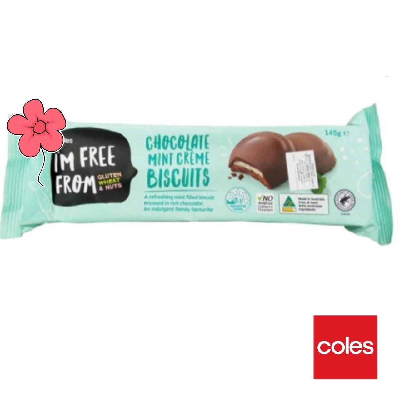 Coles 🇦🇺 chocolate mint cream biscuits 145g.ช็อคโกแลตมินท์ครีมบิสกิตสอด ...