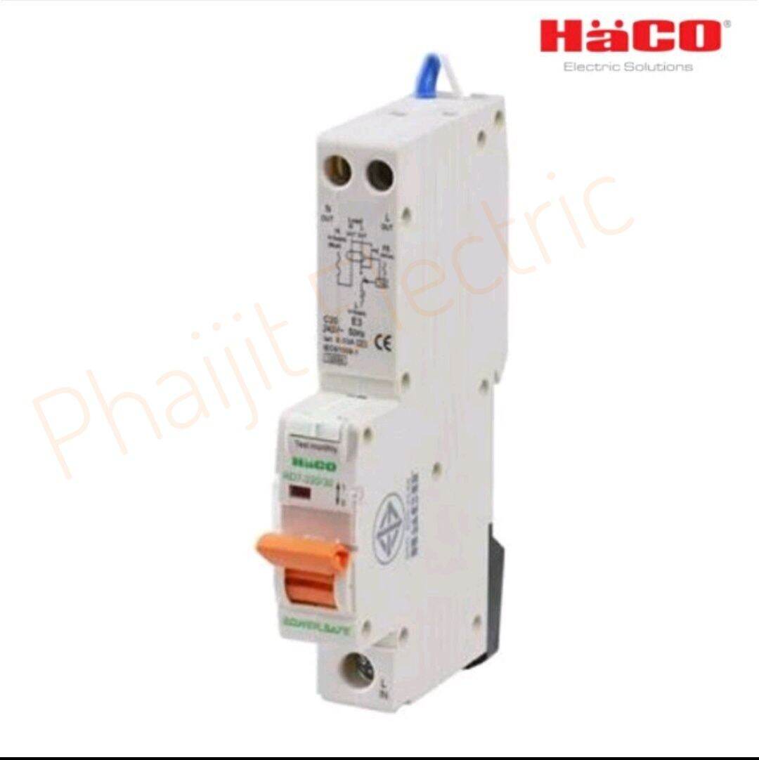 Haco เบรกเกอร์กันไฟฟ้ารั่ว RCBO RO7-220/30 20A 2P RO7-210/30, RO7-216/30, RO7-232/30 Residual ...