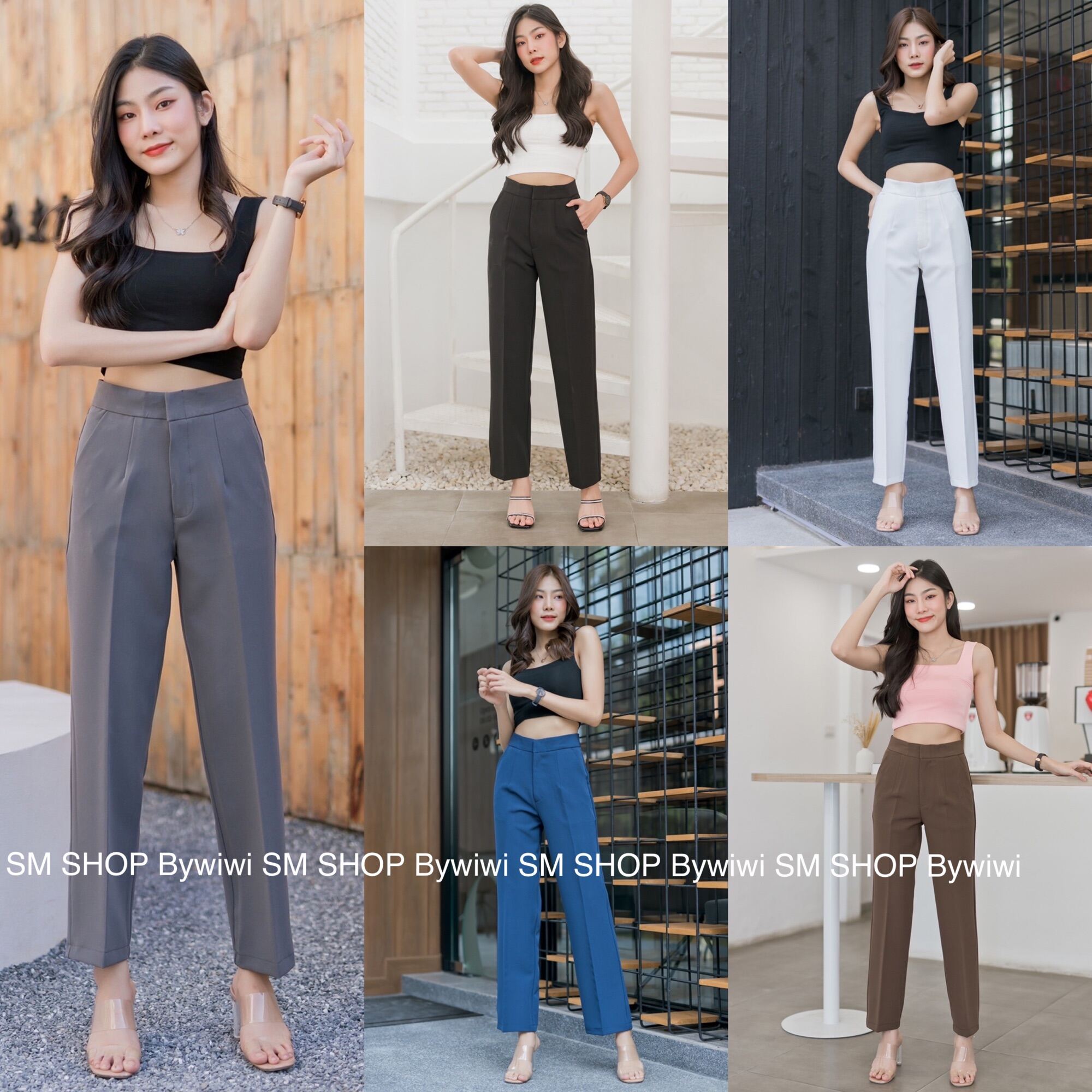 รุ่นLL ราคาพิเศษกางเกงขากระบอกเอวสูงผ้าไอวี่ เก็บทรงดีมากพร้อมส่งS-2XLมีเก็บปลายทาง - SM ...