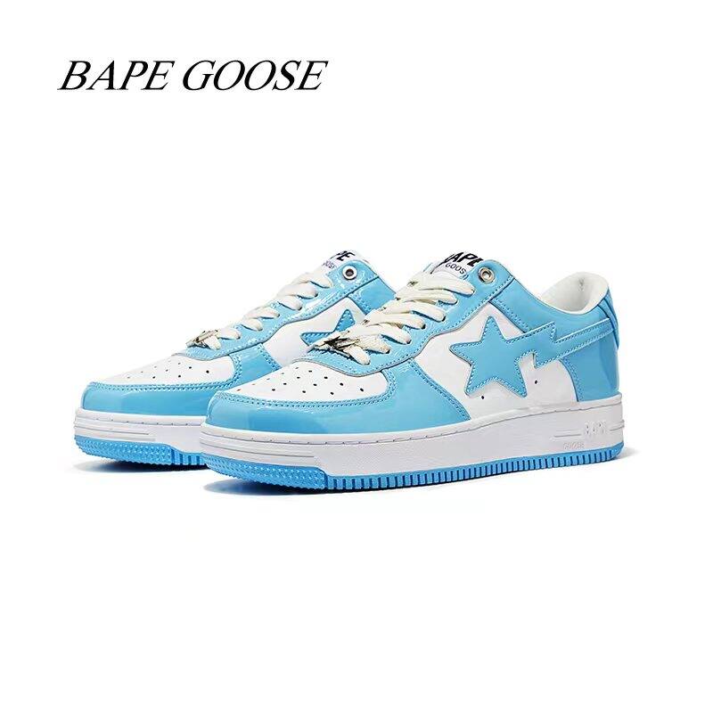 BAPE Goose STA Sk8 Dunk รองเท้าสนีกเกอร์ลำลองสำหรับคู่รักสีตัดกันหนัง ...