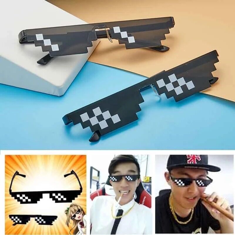 พร้อมส่ง 8 Bit Thug Life แว่นแฟชั่น พรอพถ่ายรูป แว่นตากันแดด พิกเซล โม ...