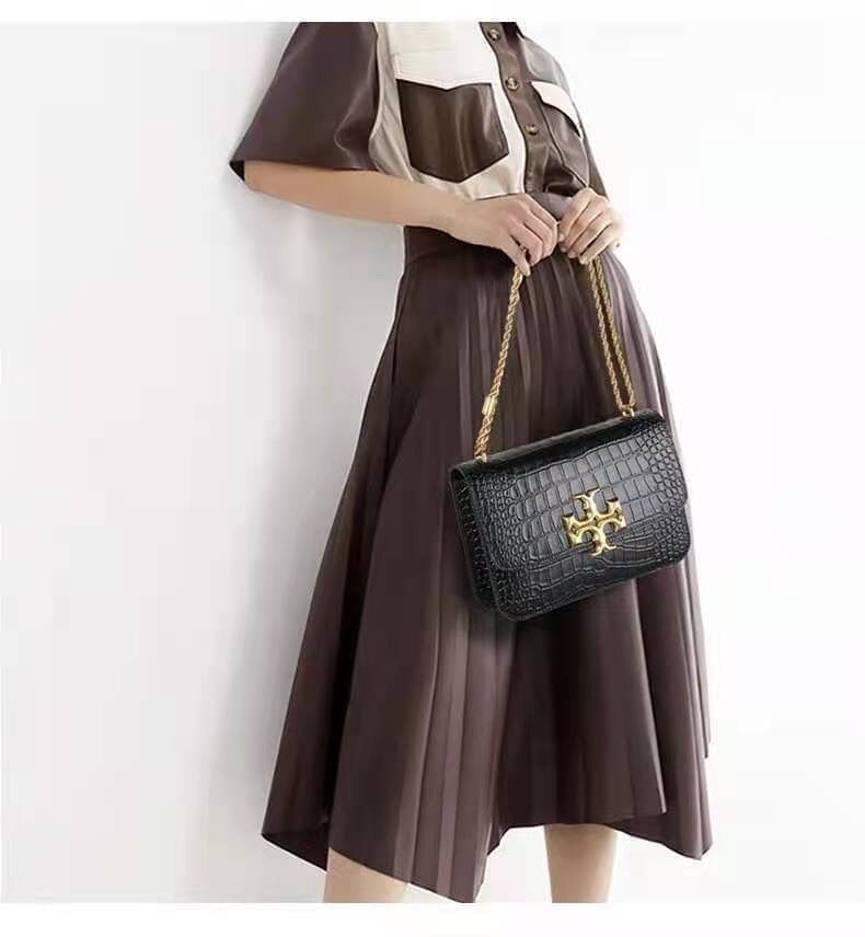 งานช็อป ???? Tory Burch Eleanor Crocodile-Embossed Chain Shoulder Bag ...