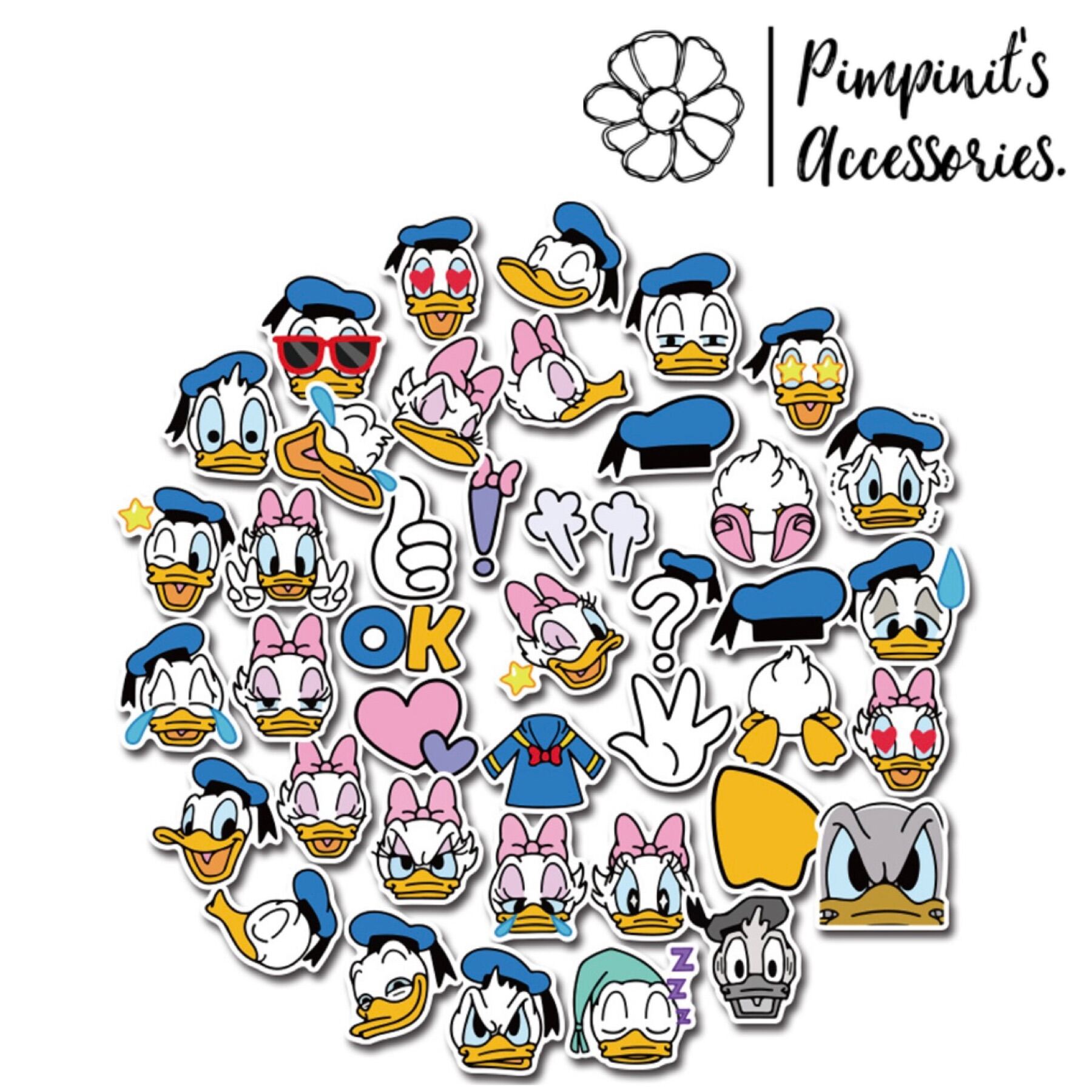 พร้อมส่ง : สติ๊กเกอร์กันน้ำขนาดเล็กลายโดนัลดั๊กและเดซี่ดั๊ก | Donald ...