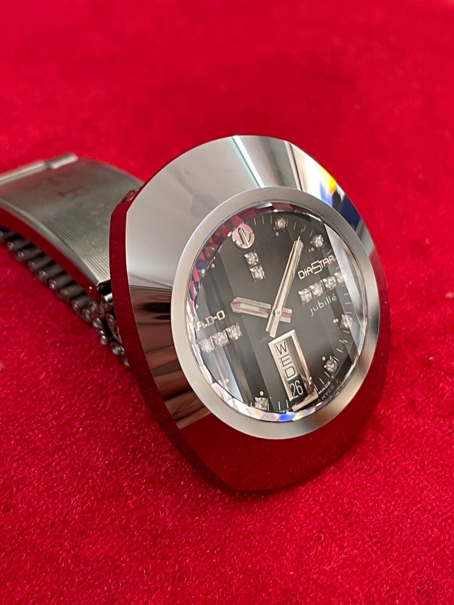 RADO DIASTAR jubile 25 jewels Automatic หน้าปัดเพชรแท้ 18 เม็ด ตัวเรือน 35 มม หนา 13 มม นาฬิกา ...