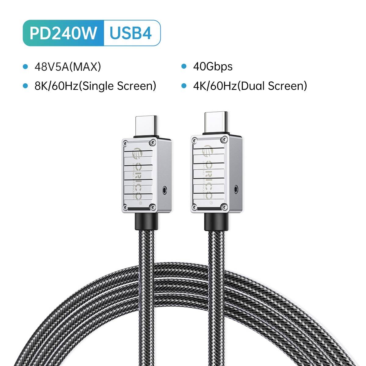 ORICO สาย USB4 240W ใช้ได้กับ Thunderbolt 4 8K60Hz วิดีโอ PD3.1 USB C ชาร์จเร็วซิลิโคนถ่ายโอน ...