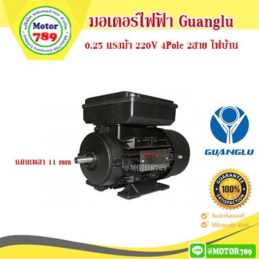 มอเตอร์ไฟฟ้า Guanglu 0.25HP(แรงม้า) 4pole(1450RPM) 220V 1Phase ไฟ 2 สาย ...