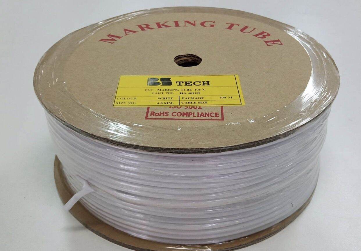 MARKING TUBE "BS TECH" /WHITE COLOUR/ SIZE 3.00MM (200M) ท่อปลอกสายไฟ ...